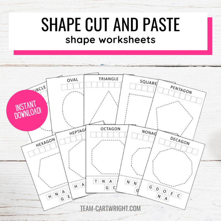 Shape Cut and Paste Worksheets - Team Cartwright Shop