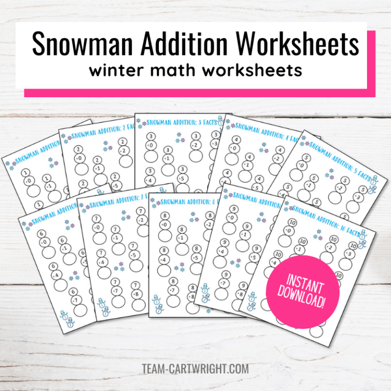 Snowman Addition Worksheets - Team Cartwright Shop