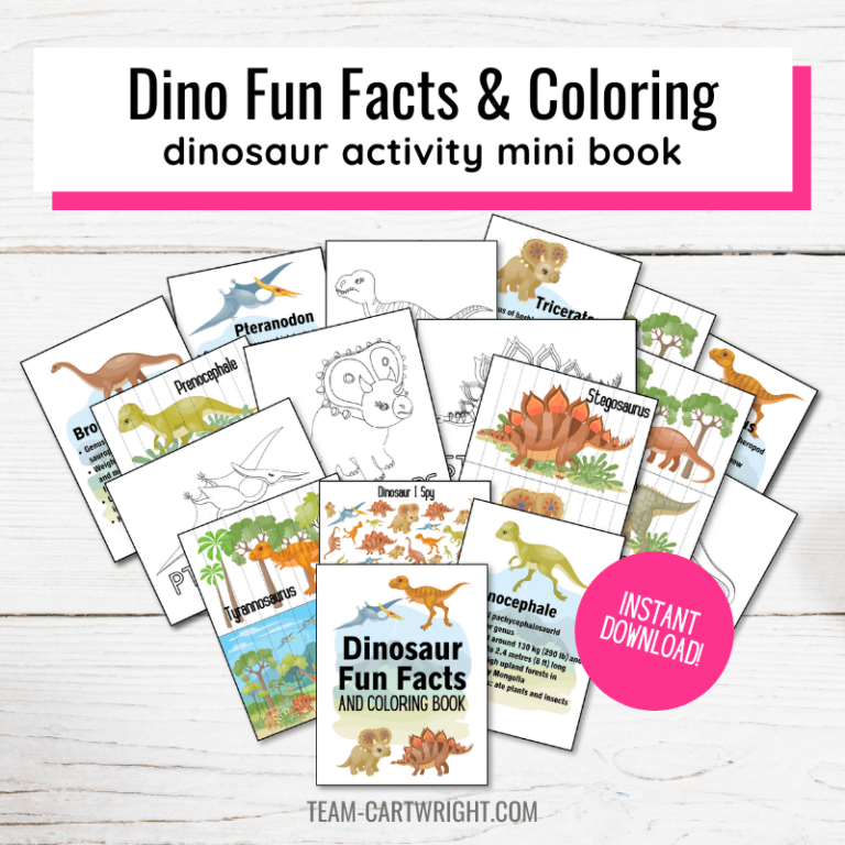 Dinosaur Fun Facts and Coloring Mini Book - Team Cartwright Shop