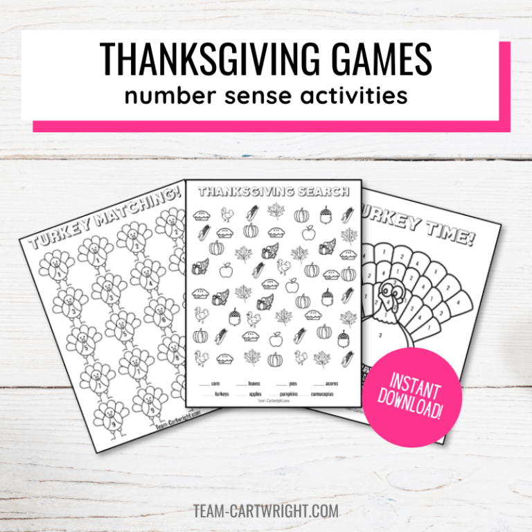 Thanksgiving Number Sense Games - Team Cartwright Shop
